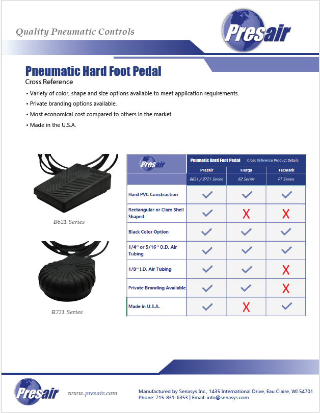 Pneumatic Hard Foot Pedal Cross Reference | Presair